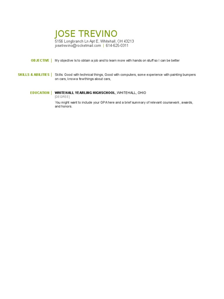 Entry-Level Job Seeker Profile | PDF
