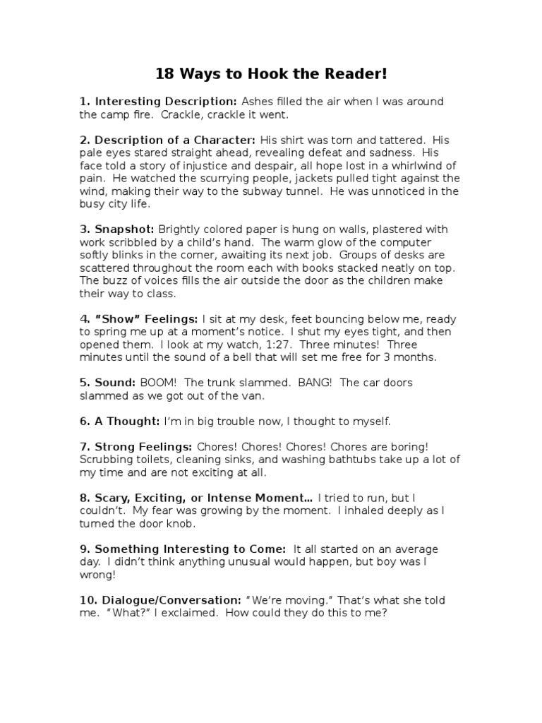 18 Ways To Hook The Reader