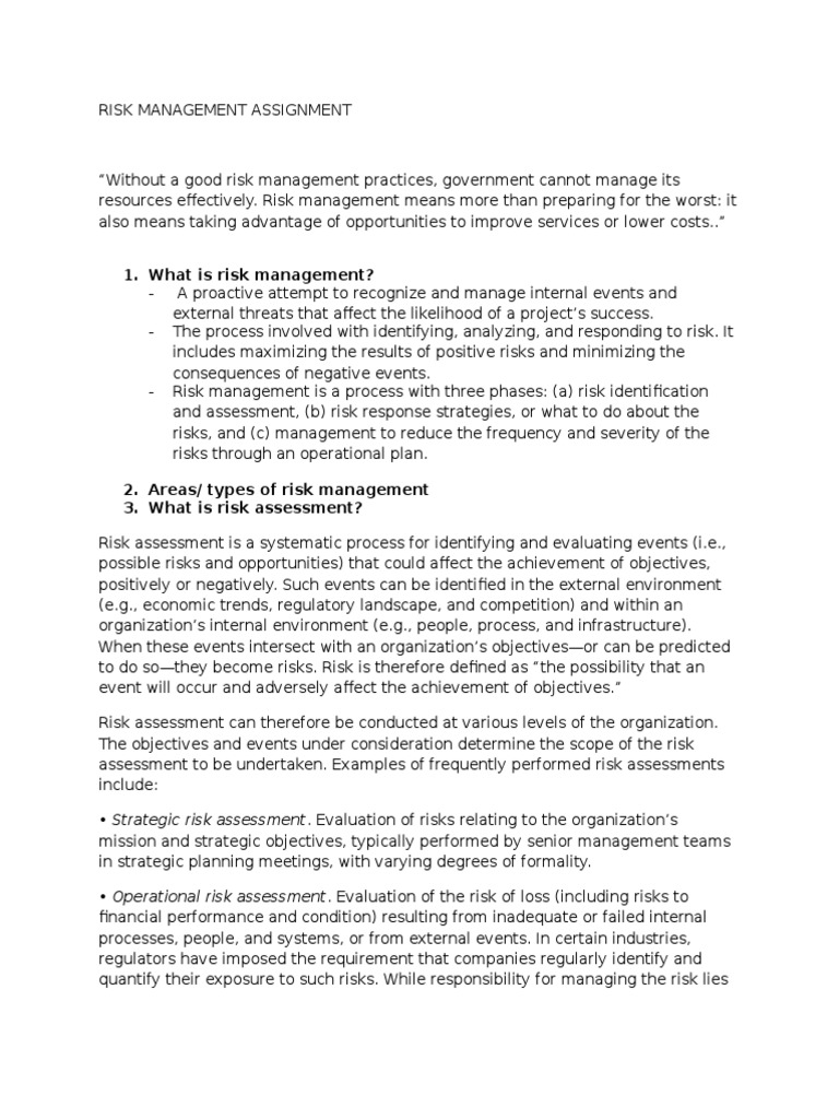 Risk Management Assignment | PDF | Risk | Risk Management
