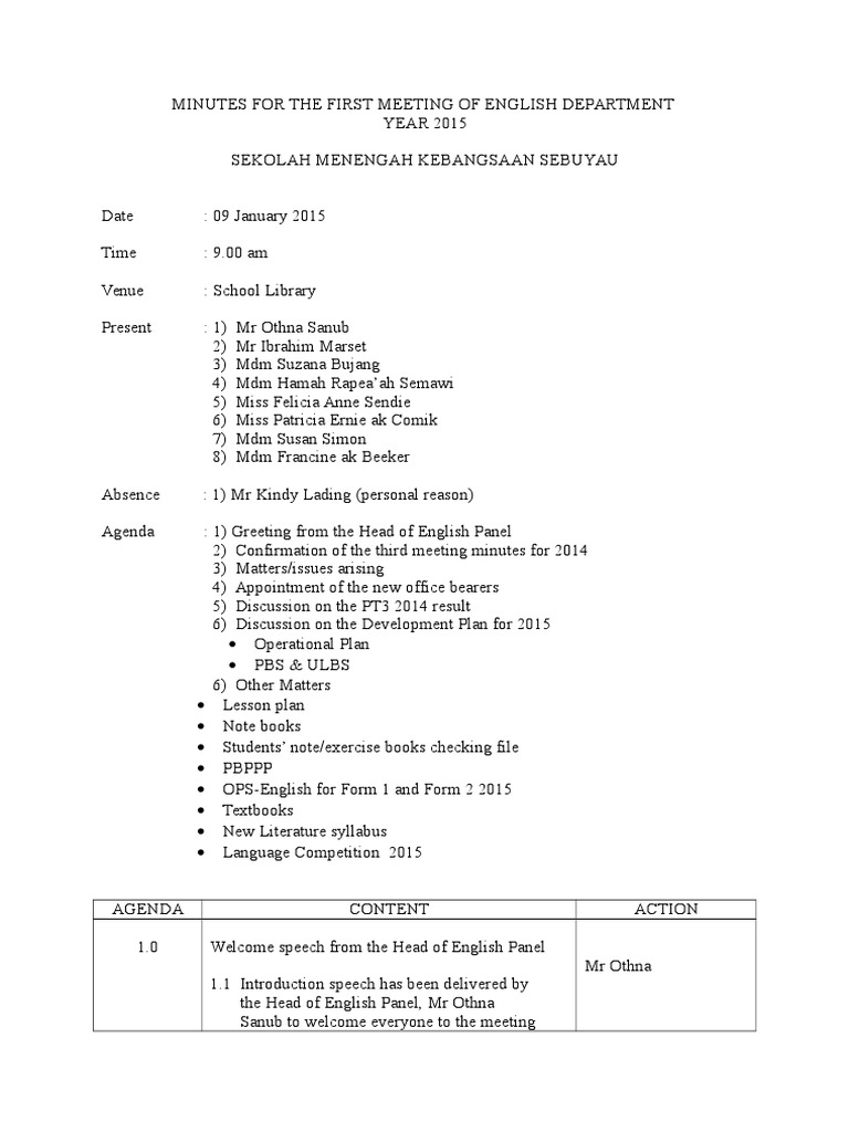 English Panel 1st Meeting | Download Free PDF | English Language | Textbook