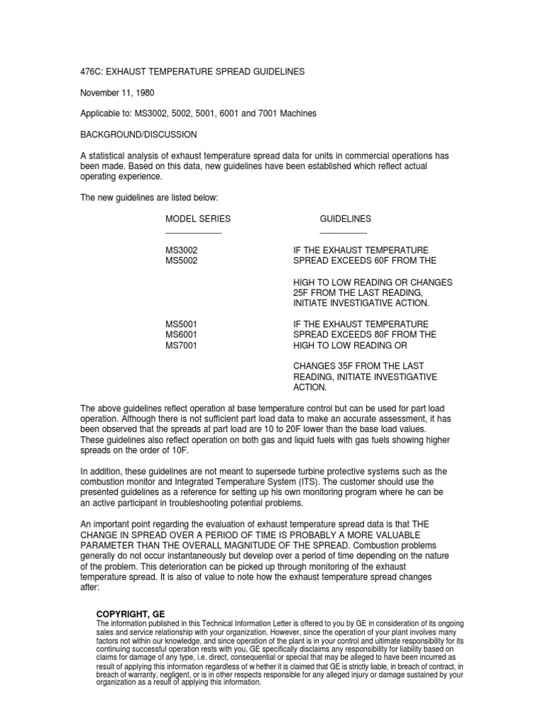TIL 476C - Exhaust Temperature Spread Guidelines | PDF | Strict ...