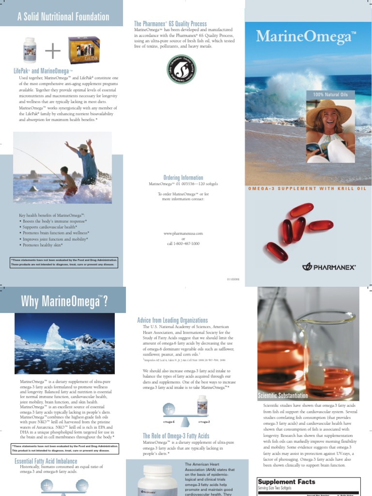 Marine Omega Trifold Brochure | PDF | Omega 3 Fatty Acid | Fish Oil
