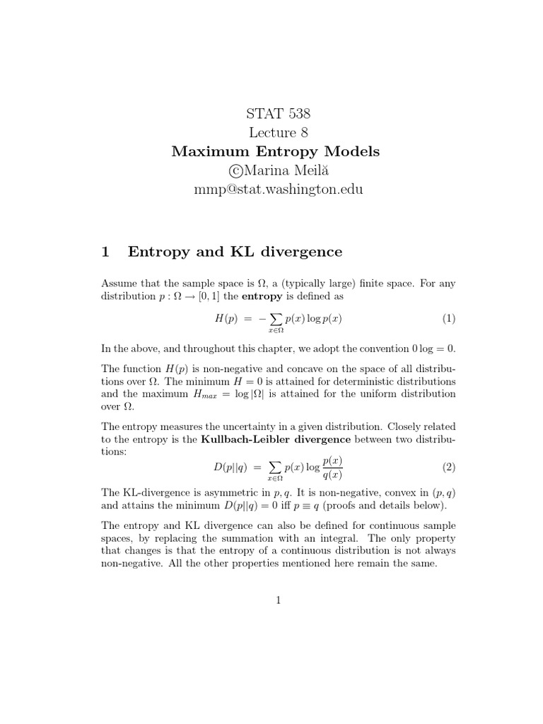 Maximum Entropy Models and Minimum Relative Entropy Principles | PDF | Mathematical Optimization ...