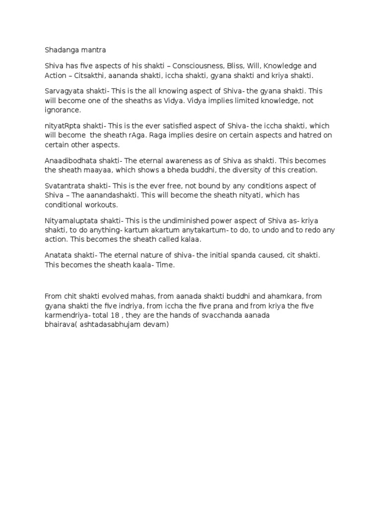 Shadanga Mantra | PDF