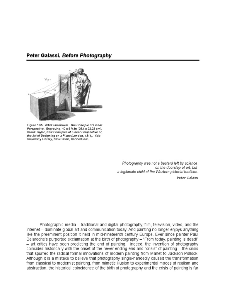 Peter Galassi Before Photography | PDF | Perspective (Graphical ...