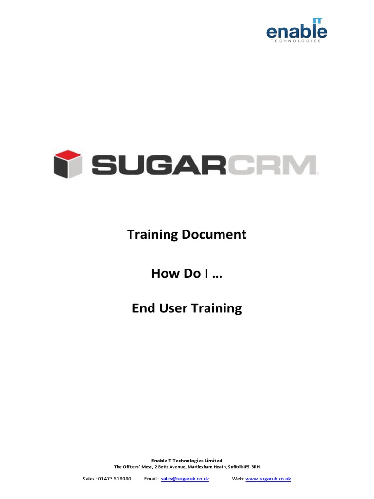 SugarCRM Training End User | PDF | Customer Relationship Management | Enterprise Resource Planning