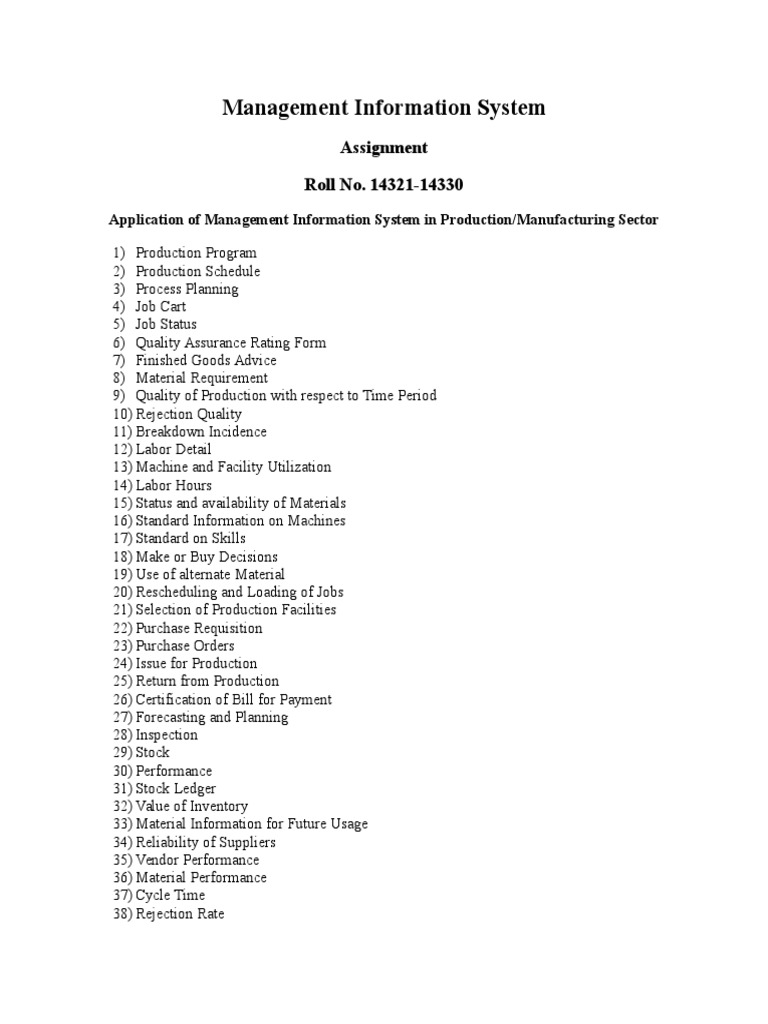 Application of Management Information System in Production ...