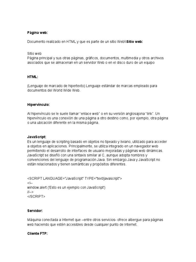 Resumen Pagina Web | Descargar gratis PDF | Script Java | Red mundial