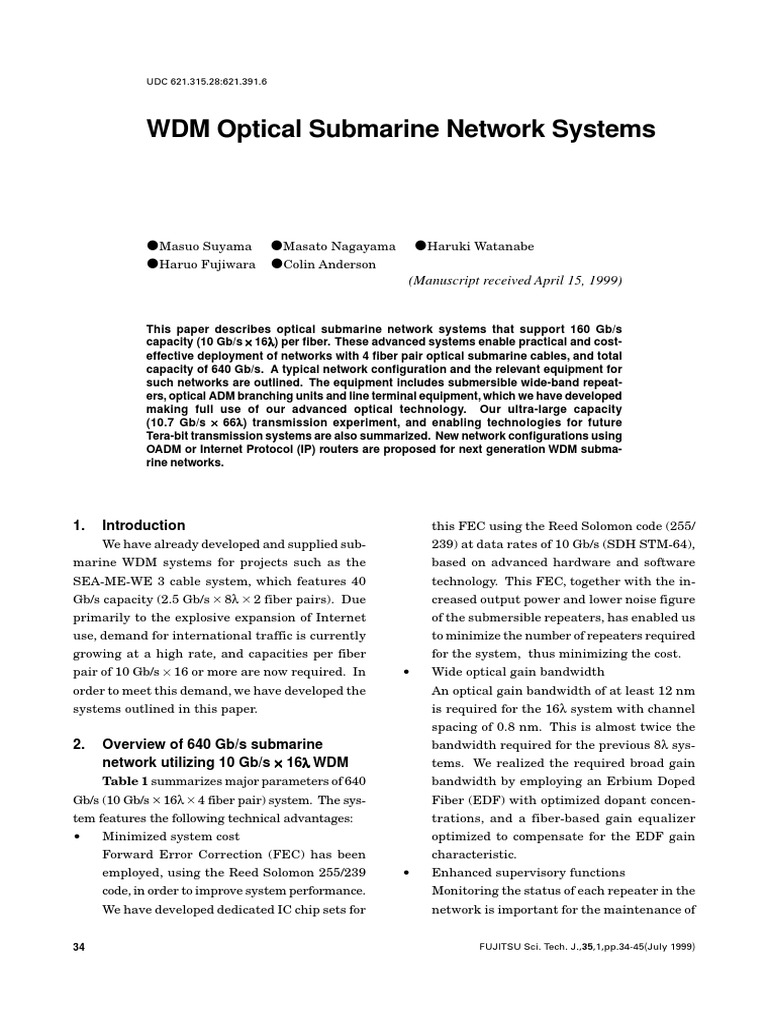 DWDM Fujitsu Submarine | PDF | Wavelength Division Multiplexing ...
