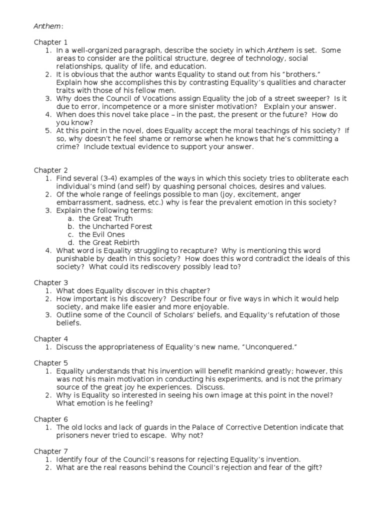 Exploring Themes in Anthem's Society | PDF | Egalitarianism | Reason