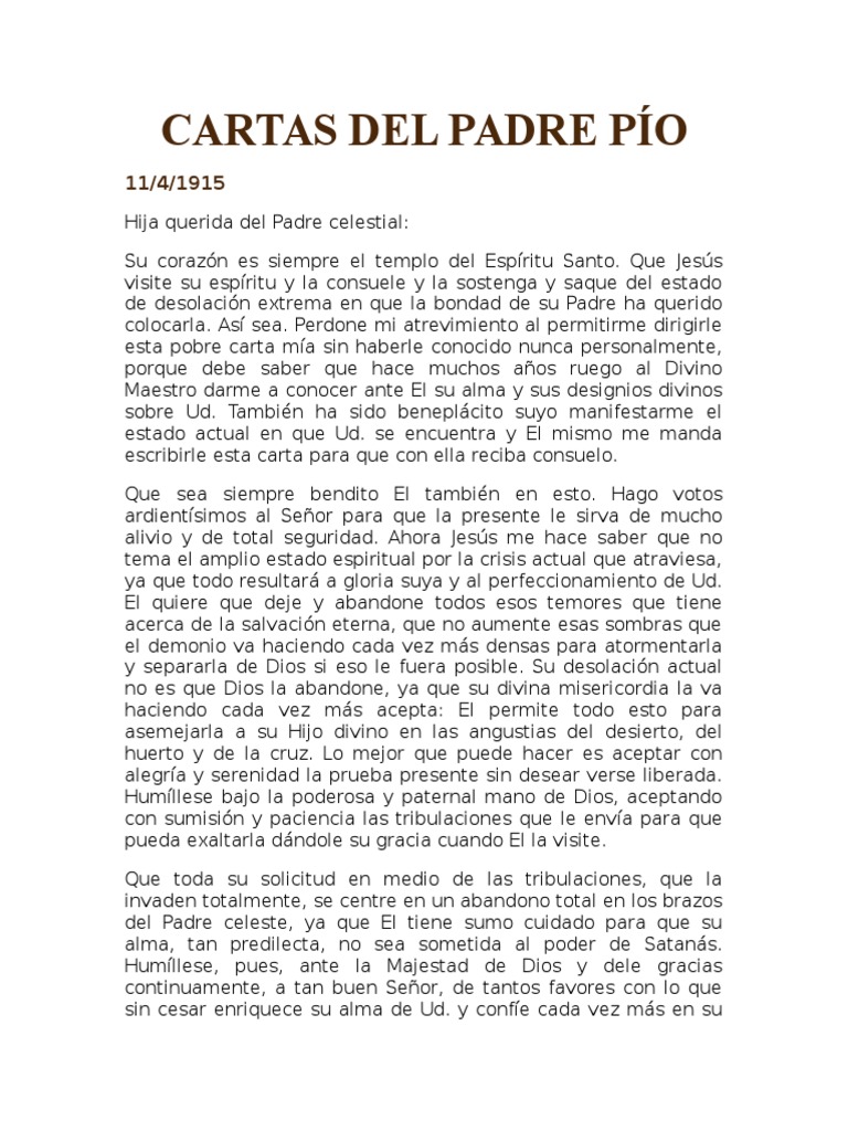 Cartas Del Padre Pío | PDF | Gracia divina | Amor