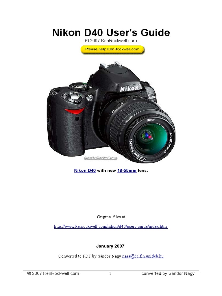 Nikon d40 Users Guide | PDF