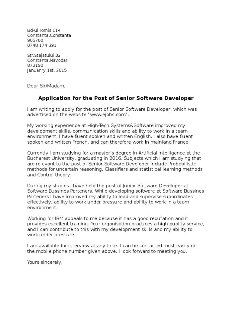 Formal Letter of Application | PDF