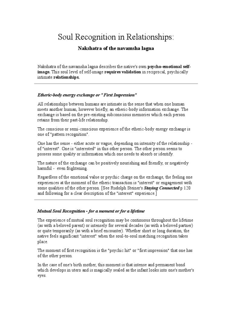 Soul Recognition in Relationships | PDF | Soul | Religion And Belief