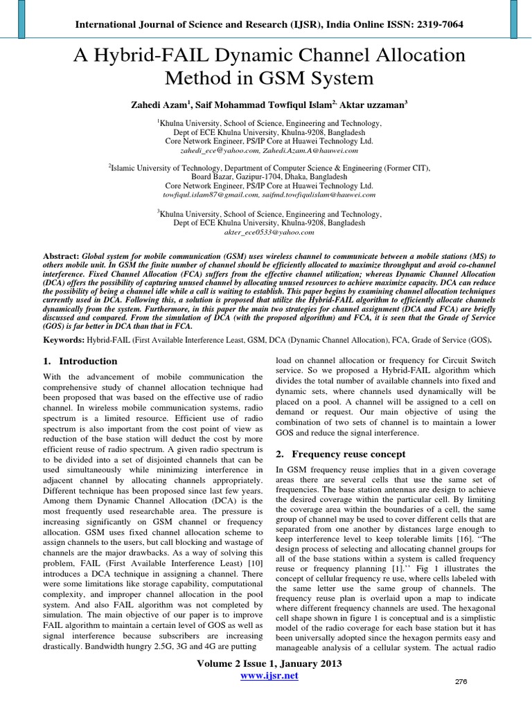 A Hybrid-FAIL Dynamic Channel Allocation Method in GSM System | PDF