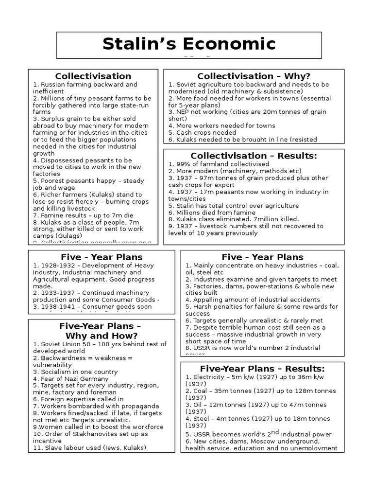 Handout Stalins Economic Policies | PDF | Communism | Soviet Union