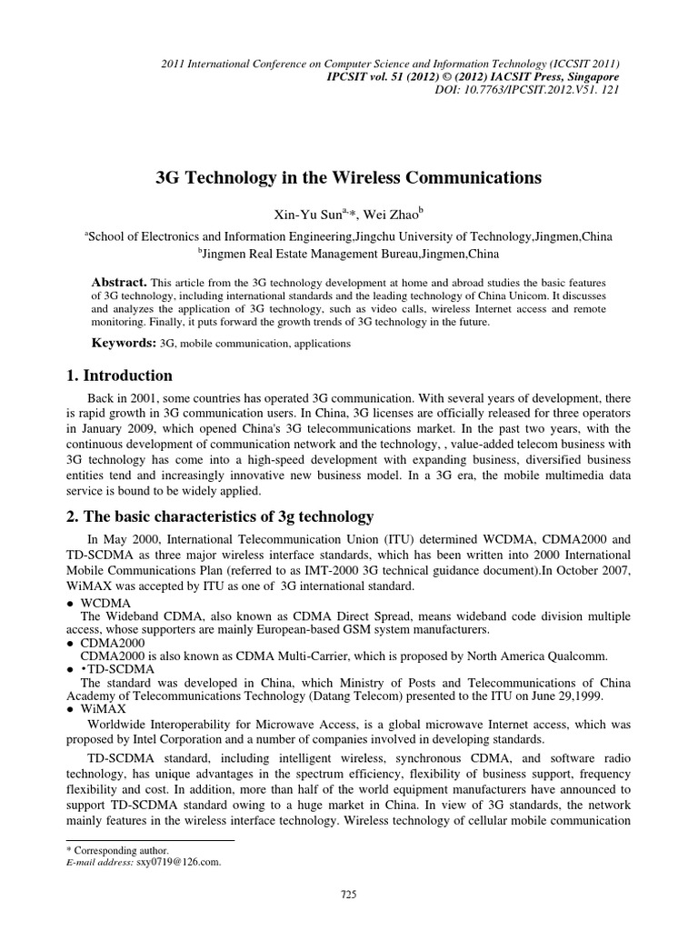 3G Technology in The Wireless Communications: Abstract | PDF | 3 G | Forward Error Correction