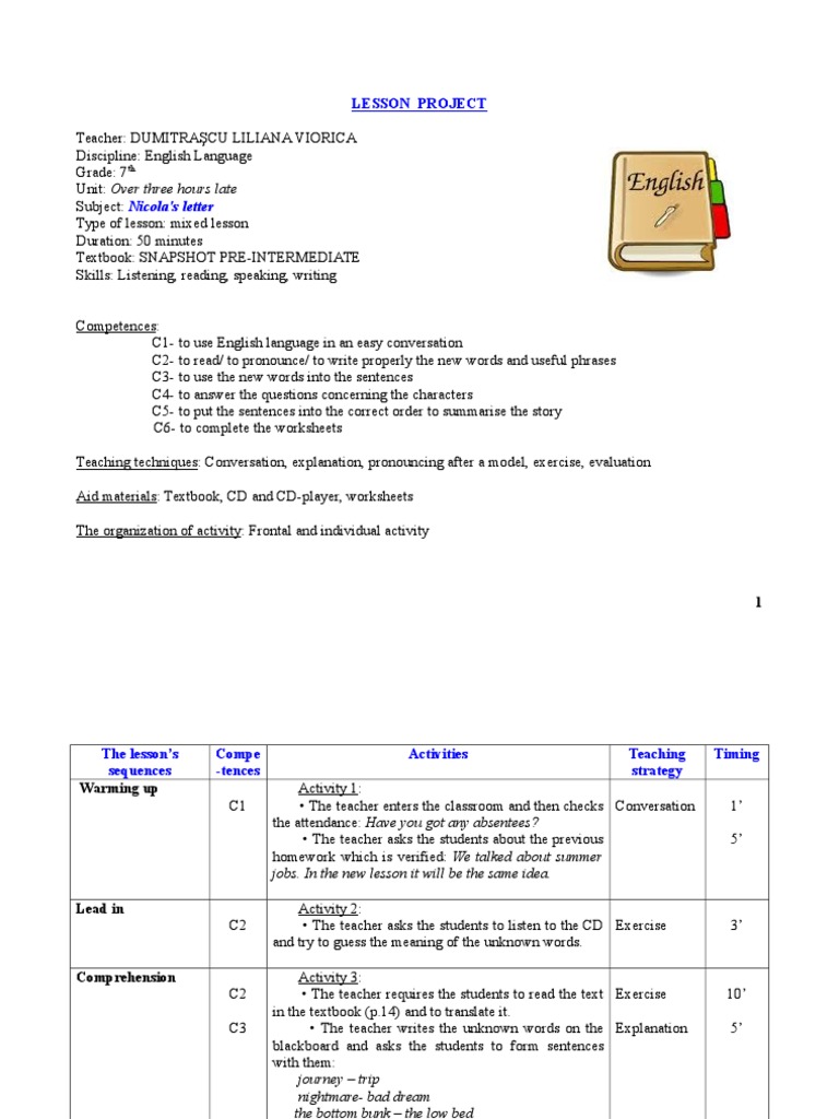 Grade 7 English Lesson Plan | PDF | Reading Comprehension | Teachers