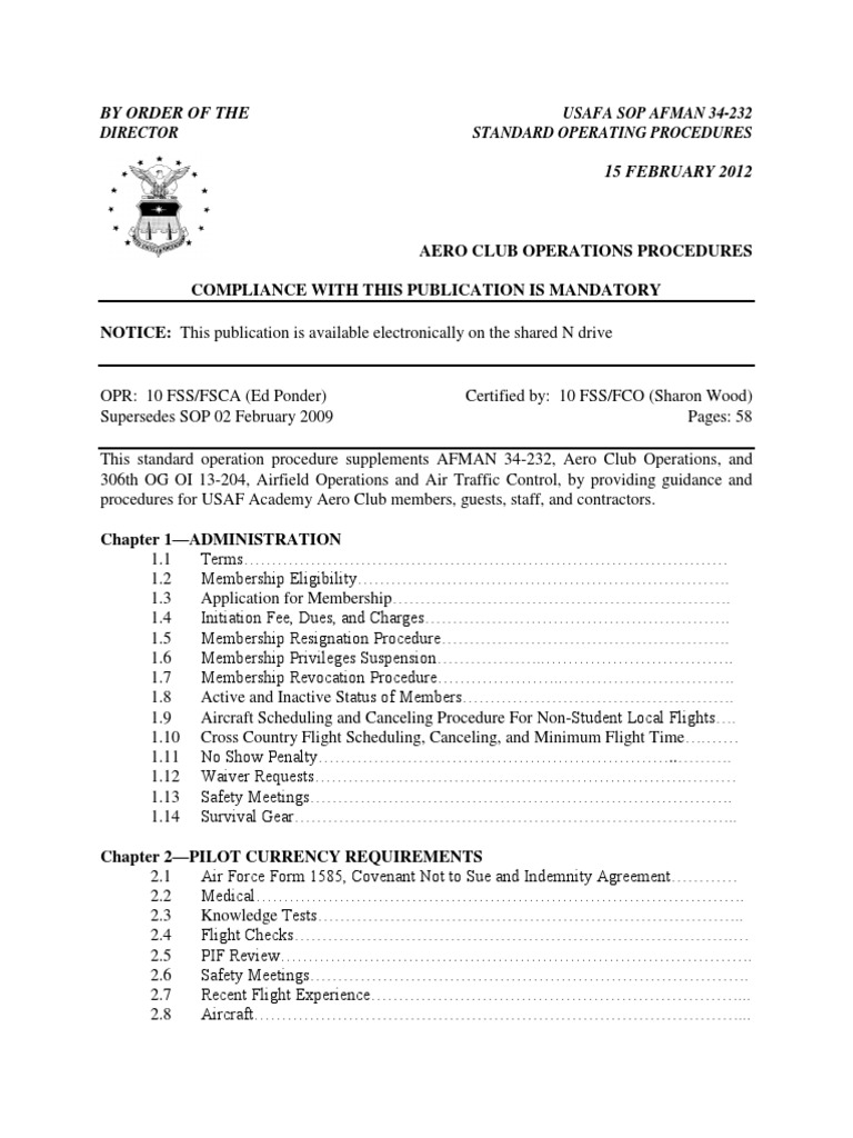 sop 2012 | Instrument Flight Rules | Flight Instructor