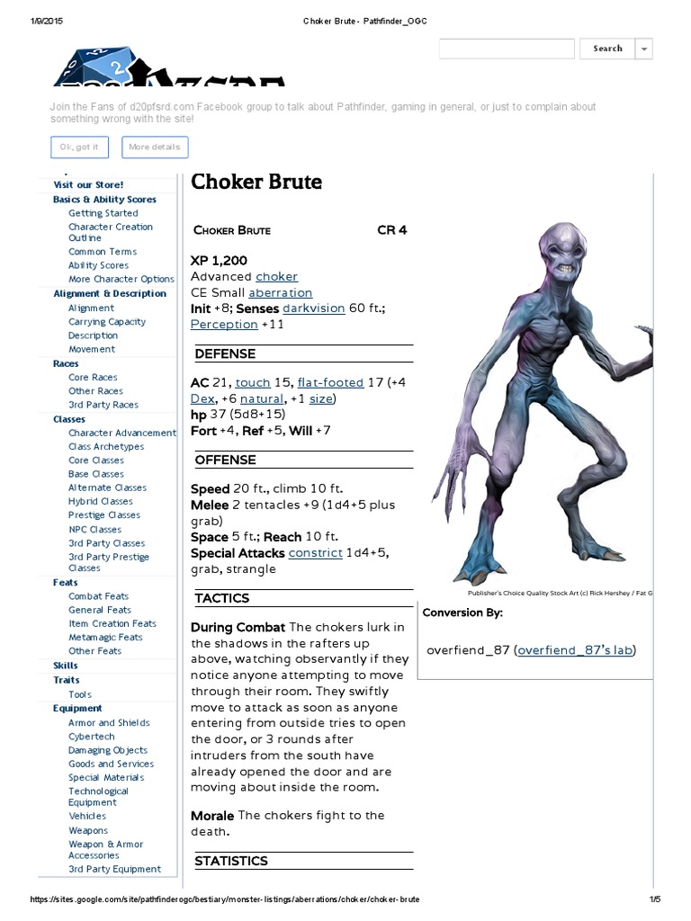 Choker Brute - Pathfinder - OGC | PDF | D20 System | Dungeons & Dragons