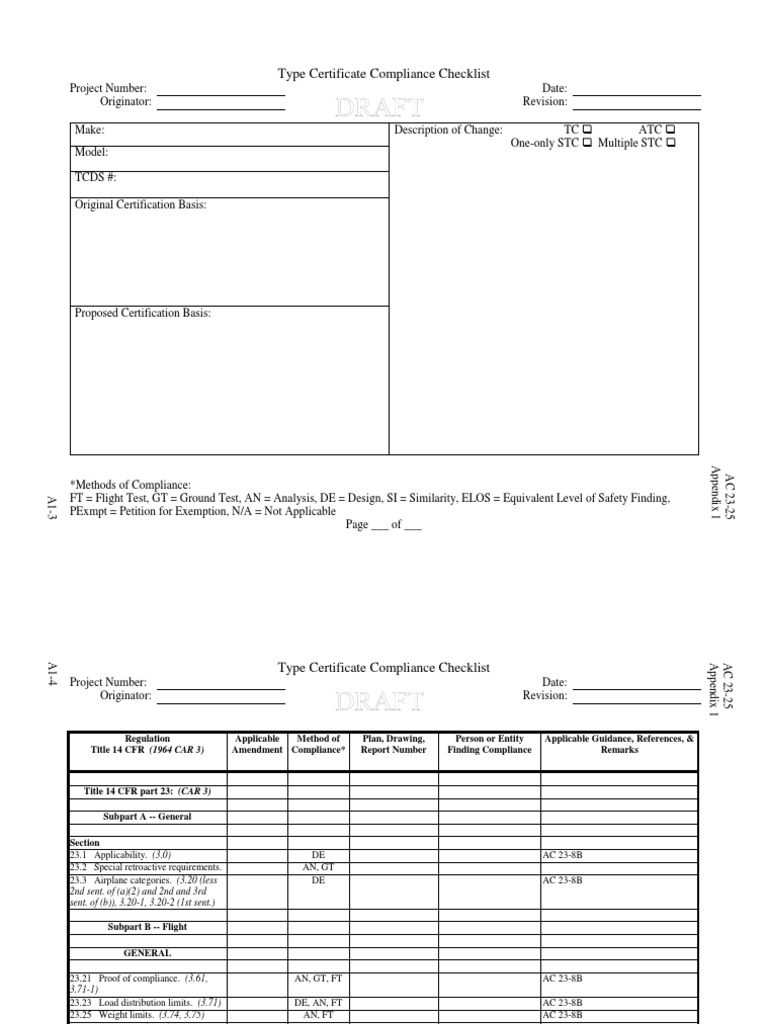 FAR 23 Compliance Check List | PDF | Landing Gear | Flight Control Surfaces