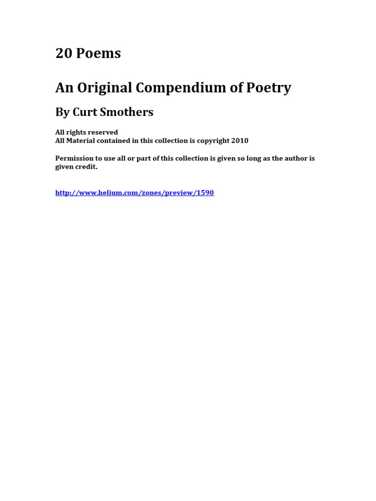 20 Poems An Original Compendium of Poetry | PDF | Nature | Violence