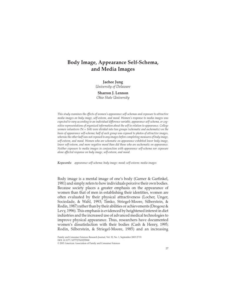 Body Image, Appearance Self-Schema | PDF | Body Image | Mood (Psychology)