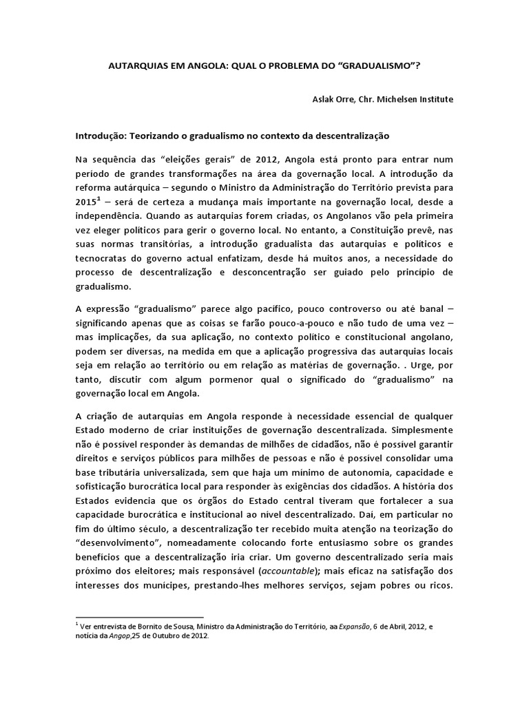 O GRADUALISMO E A BIFURCAÇÃO DO ESTADO EM ANGOLA | PDF | Angola | Estado