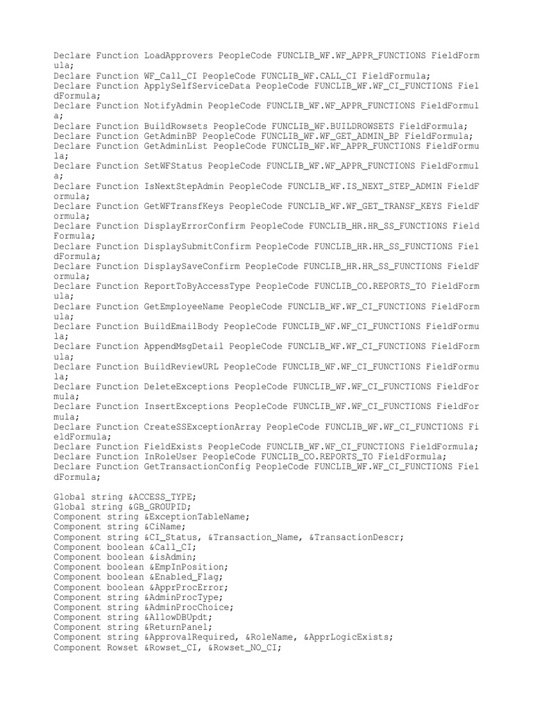 PeopleCode Workflow Functions Overview | PDF | Boolean Data Type | Formula