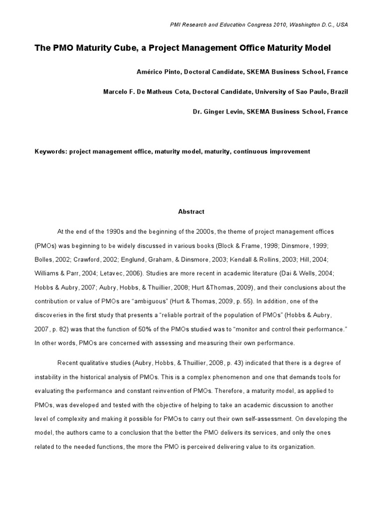 PMO Maturity Cube | PDF | Project Management | Evaluation