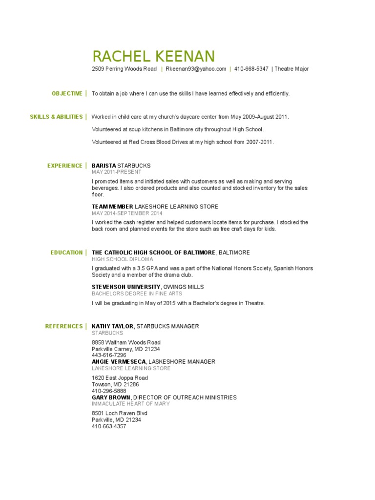 Rachel Keenan's Theatre Resume | PDF | Career & Growth