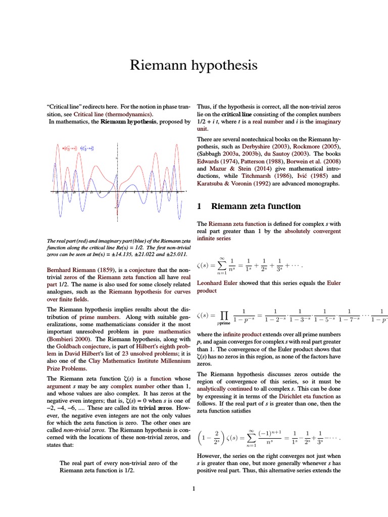 Riemann Hypothesis PDF | PDF | Prime Number | Functions And Mappings