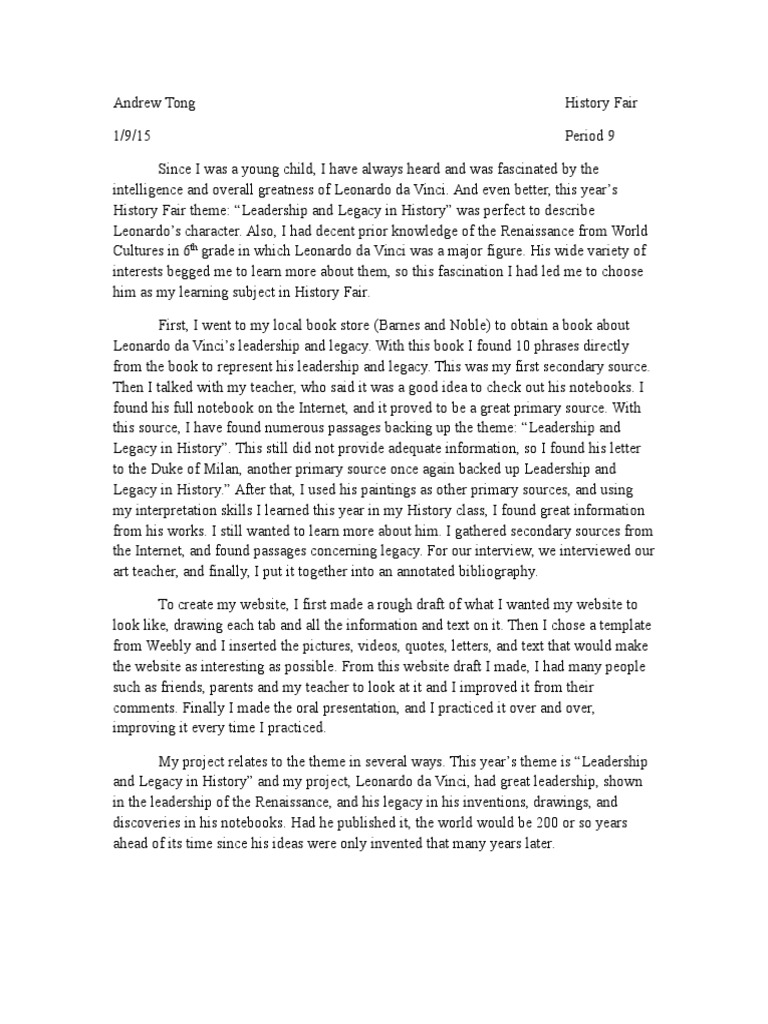 Process Paper | PDF | Leonardo Da Vinci | Primary Sources