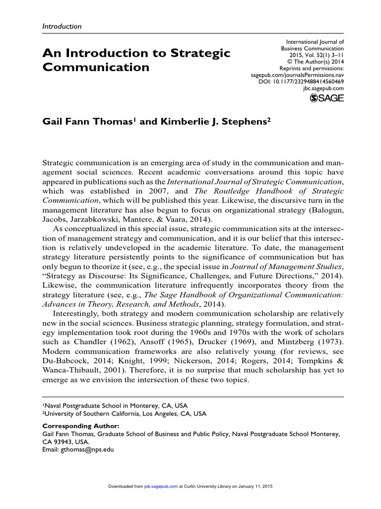 An Introduction To Strategic Communication | PDF | Strategic ...