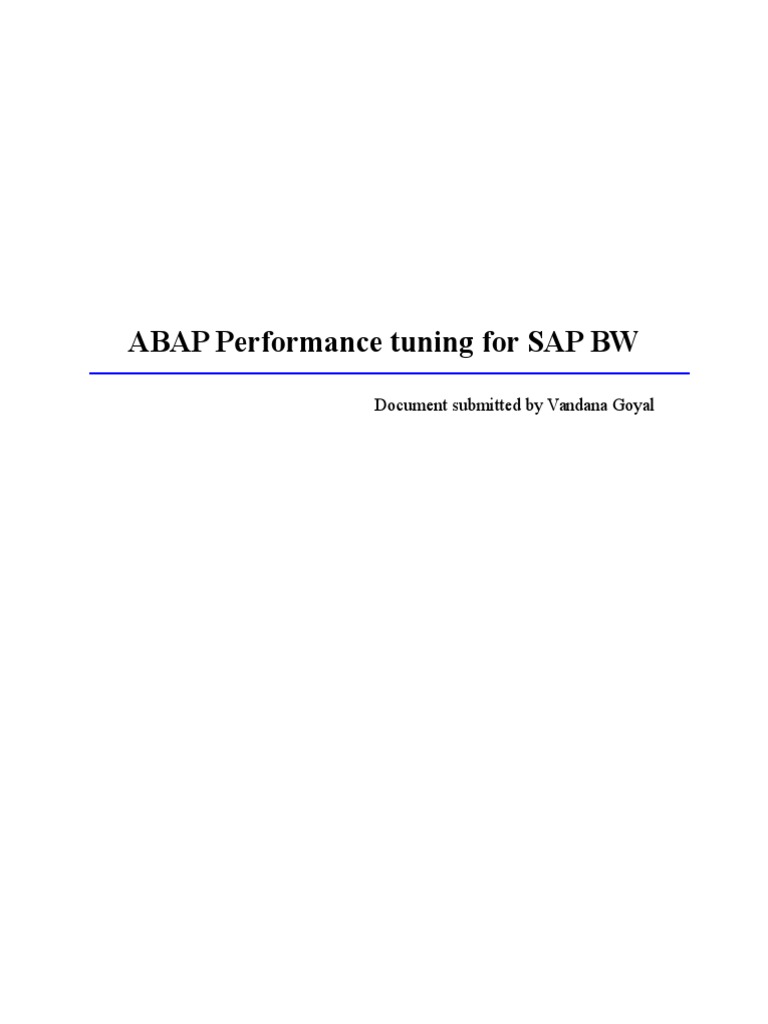 ABAP Tuning for SAP BW Performance | PDF | Database Transaction | Databases