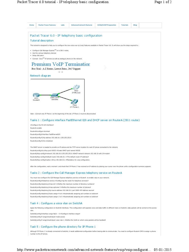 Premium Voip Termination: Packet Tracer 6.0 - Ip Telephony Basic Configuration | PDF | Router ...