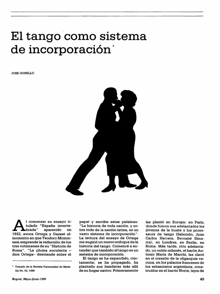 El Tango Como Sistema Integrador - José Gobello | PDF | Musica Tango ...