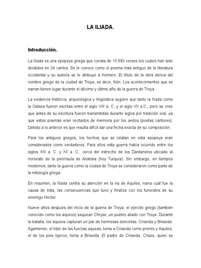 La Iliada | PDF | Aquiles | París (mitología)