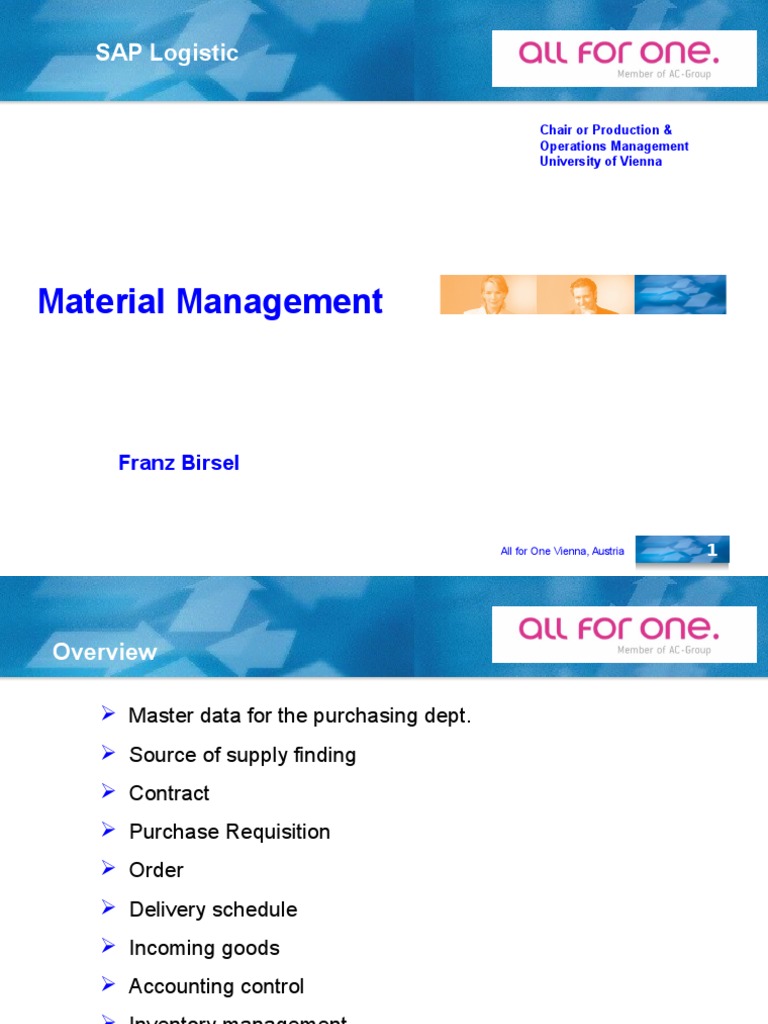 UNI-Slides Part 4 - Material Management | PDF | Operations Management ...
