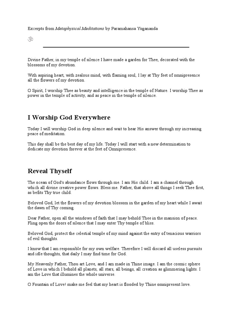 Excerpts From Metaphysical Meditations | PDF | God The Father | Meditation