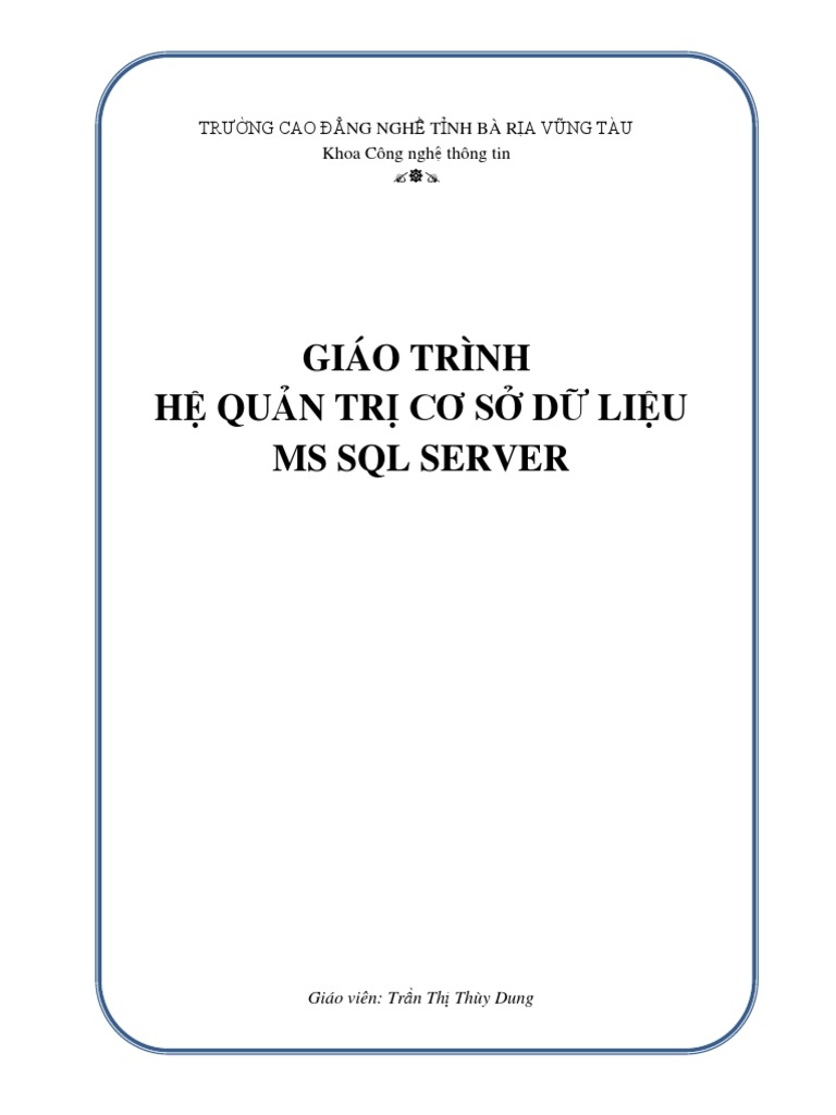 GT He Quan Tri CSDL MS SQL Server | PDF