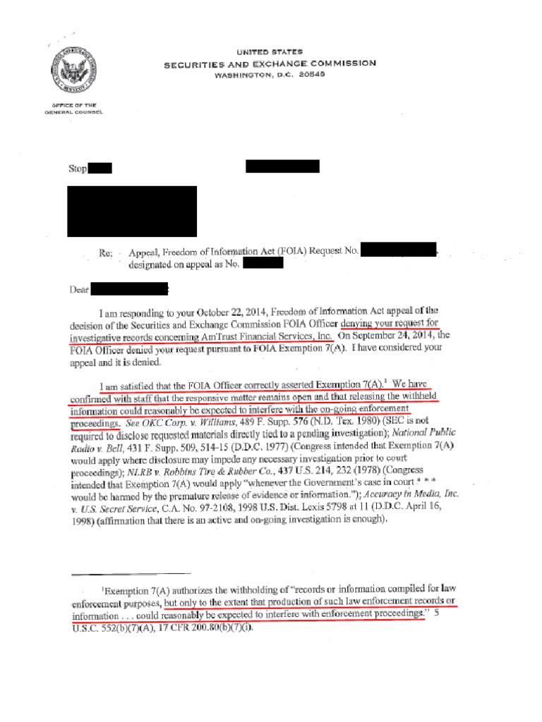 AFSI FOIA Response To Appeal (Redacted) | PDF