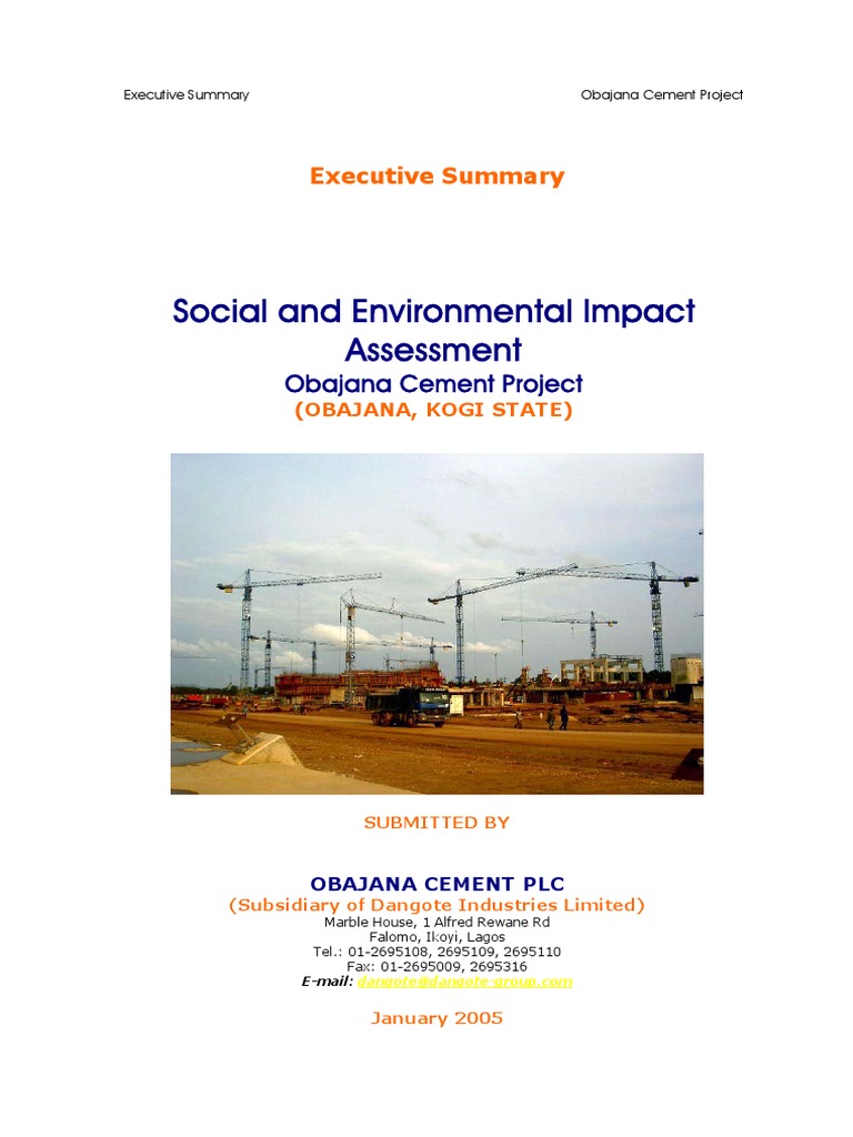 Obajana Cement Project | PDF | Environmental Impact Assessment | Water ...
