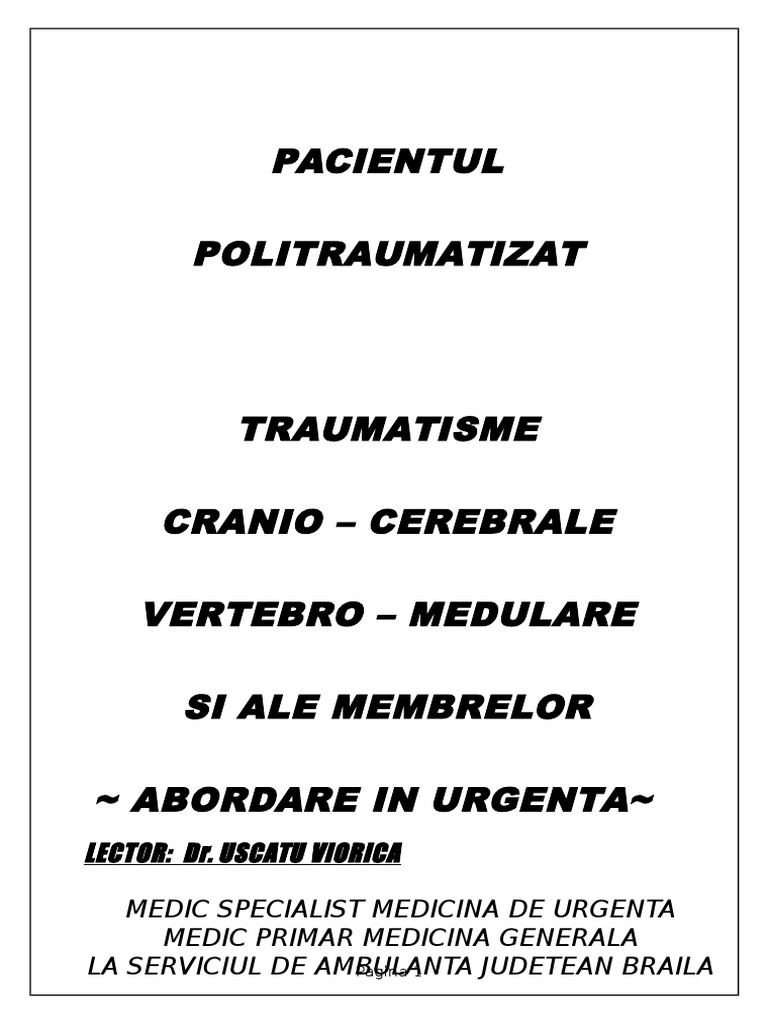 Urgențe în Traumatisme Cranio-Cerebrale | PDF | Science & Mathematics