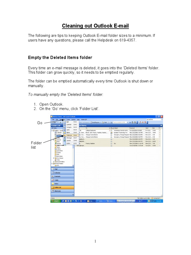 Outlook Email Cleanup Tips | PDF | Microsoft Outlook | Computer File