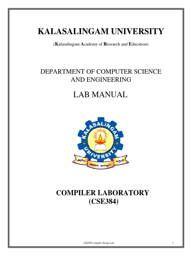 Cse384 Compiler Design Laboratory Lab Manual | PDF | Parsing | Metalogic