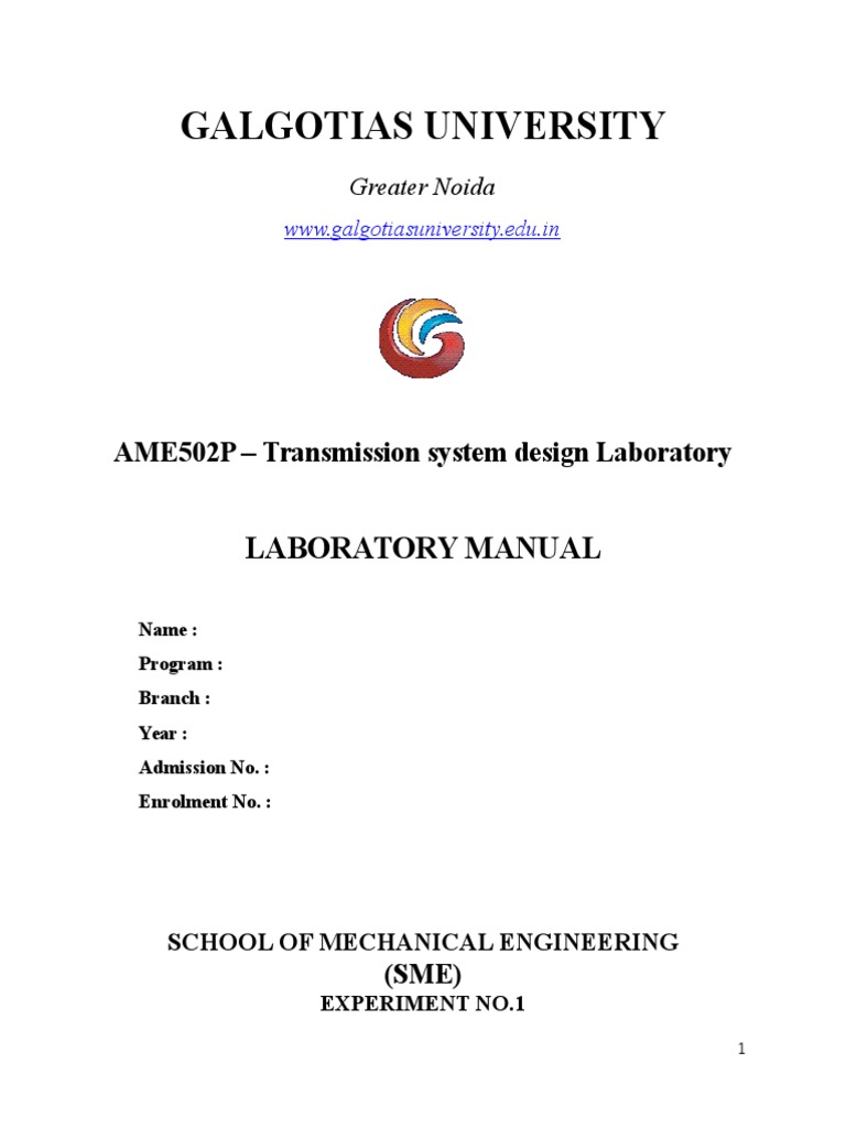 Galgotias University: Laboratory Manual | PDF | Ignition System ...