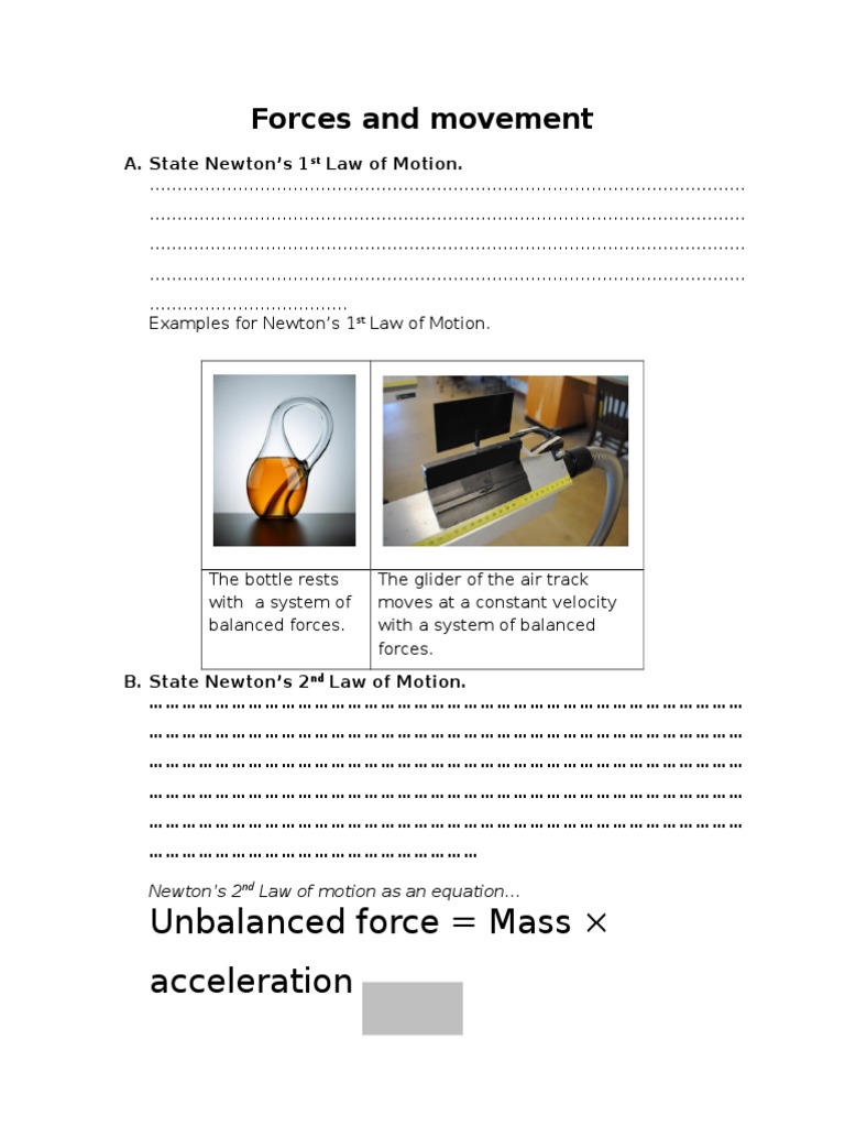 Unbalanced Force Mass × Acceleration: Forces and Movement | PDF