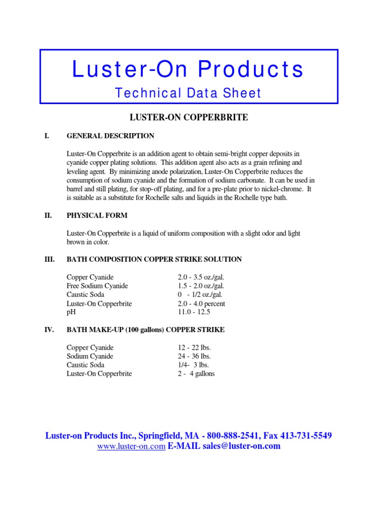 Luster-On Products: Technical Data Sheet | PDF | Sodium Hydroxide ...