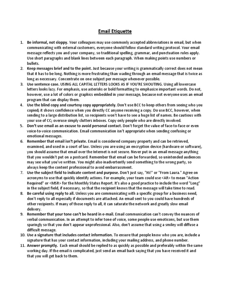 Email Etiquette | PDF | Email | Communication